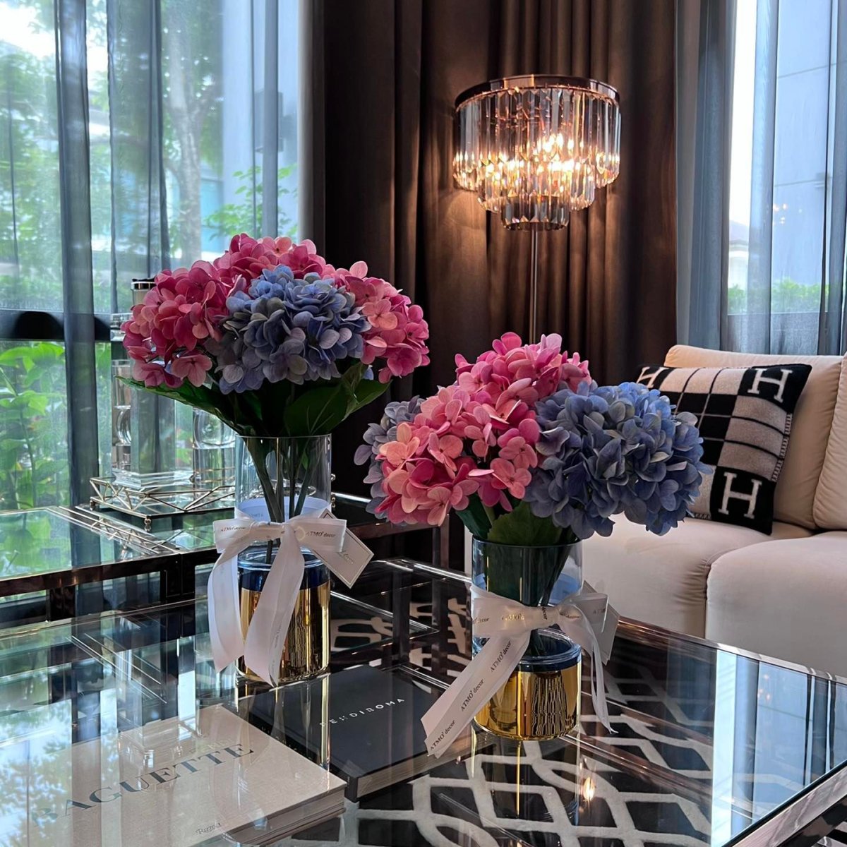 แจกันไฮเดรนเยียโทนสีฟ้าชมพู - atmodecor