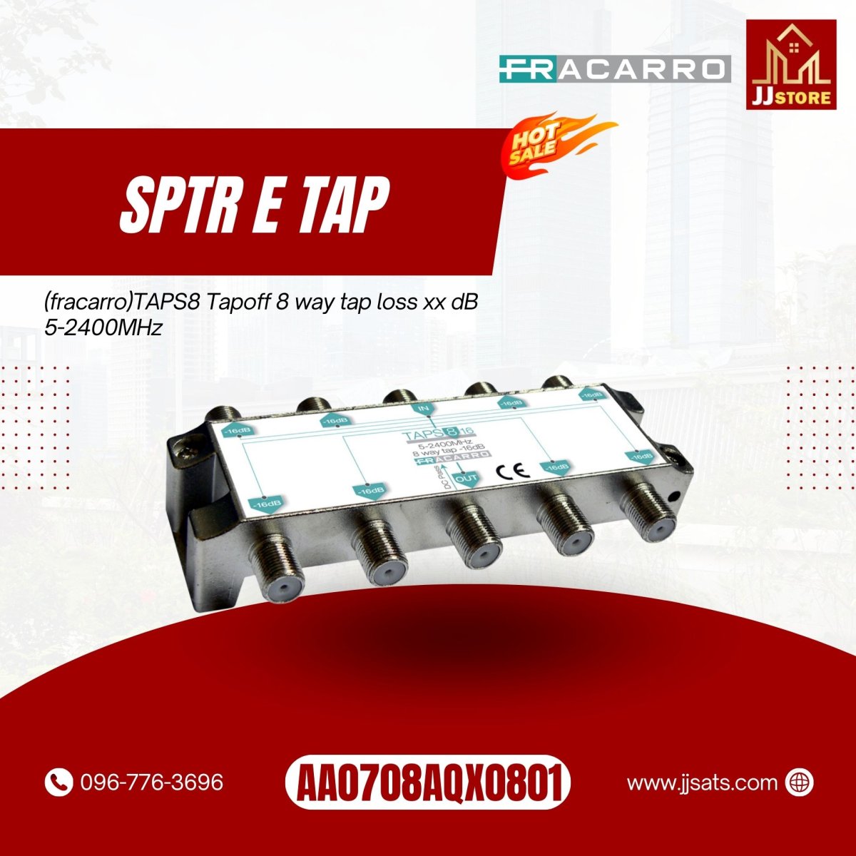 287321 (fracarro)TAPS8 Tapoff 8 way tap loss xx dB 5-2400MHz
