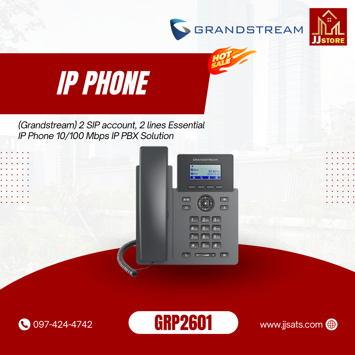 GRP2601 (Grandstream) 2 SIP account 2 lines 5-way audio IP Phone IP PBX ...