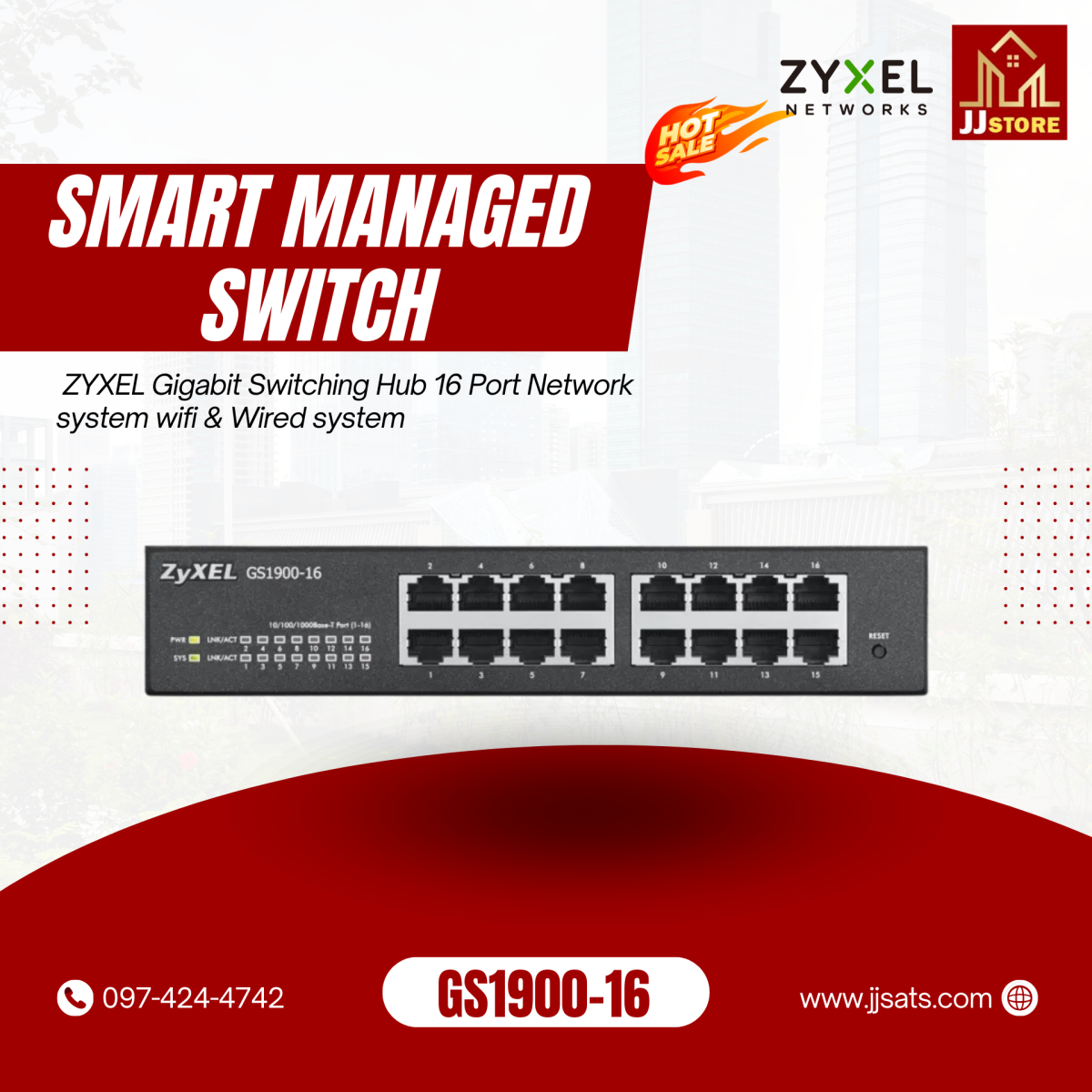 GS1900-16 ZYXEL Gigabit Switching Hub 16 Port Network system wifi & Wired system - jjsats