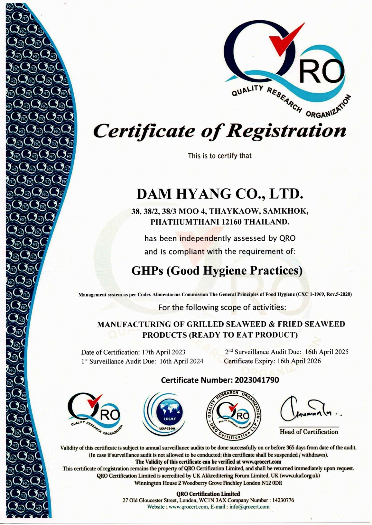 GHPs(QRO) CERTIFICATE