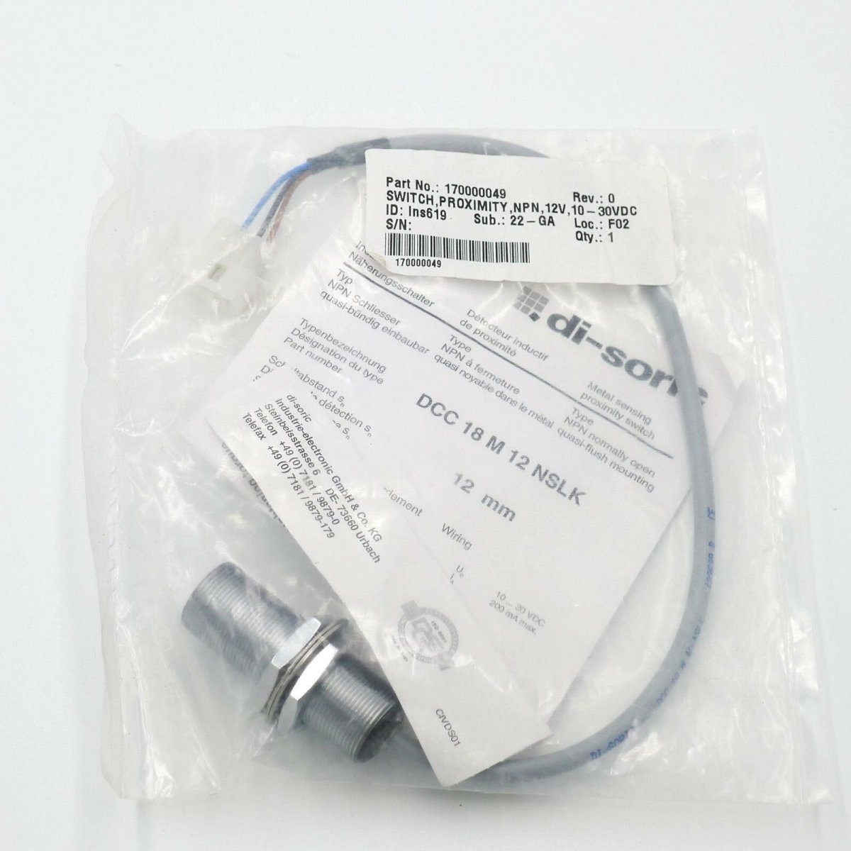 Di-soric Inductive Proximity Sensor - flowautomech