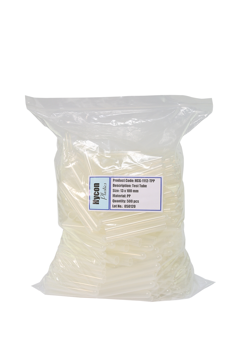 Tube plastic PP.13x100mm. 500/pk, Hycon