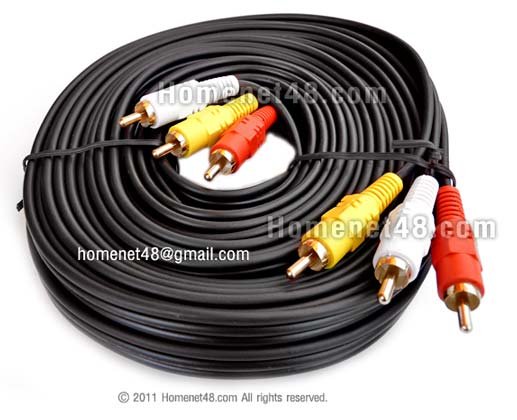 สาย AV 3 สี (สายสัญญาณภาพและเสียง) เข้า 3 ออก 3 - homenet48