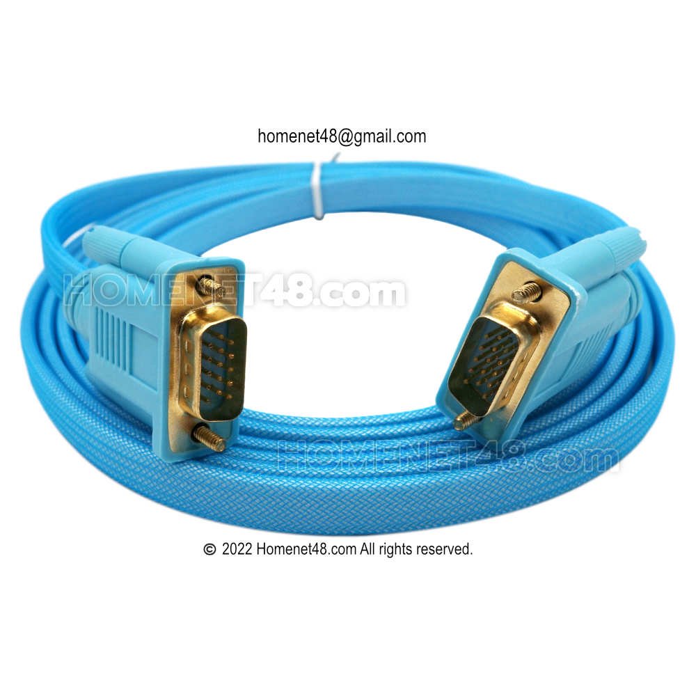 VGA cable สายแบน สายถัก หัวทอง หุ้มสายถัก (M-M) - homenet48