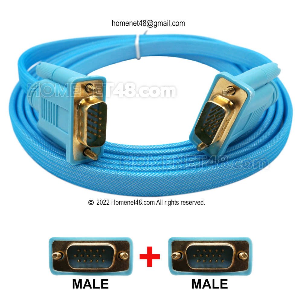 VGA cable สายแบน สายถัก หัวทอง หุ้มสายถัก (M-M)