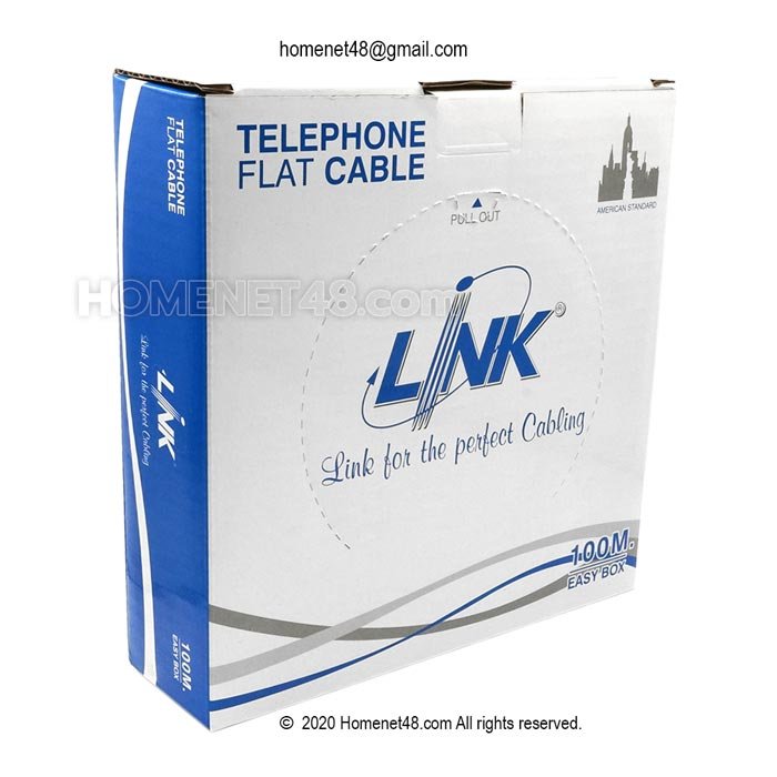 สายโทรศัพท์ 4 Core (Link) 0.4mm สายแบน (UL-0054) - homenet48