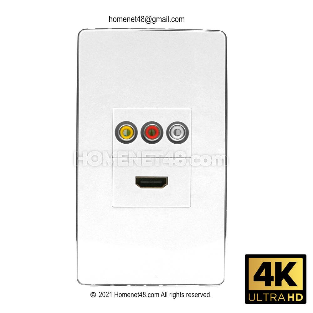 หน้ากาก เต้ารับ HDMI 4K+RCA AV ถอดประกอบได้