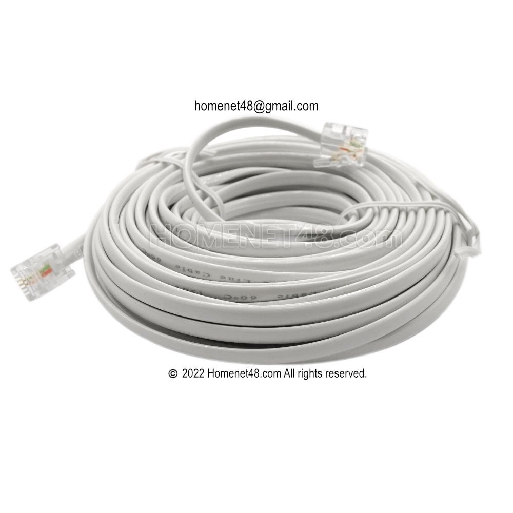 สายโทรศัพท์บ้าน สายแบน เข้าหัวสำเร็จรูป พร้อมใช้