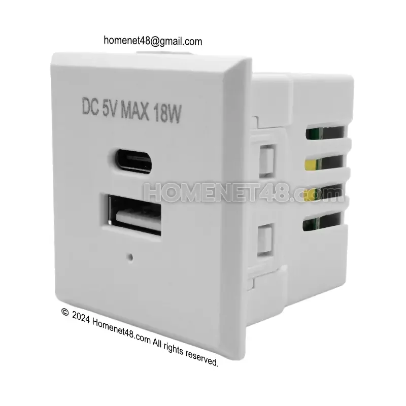 เต้ารับ USB Charger 2 Port เจาะช่องติดตั้ง DIY - homenet48