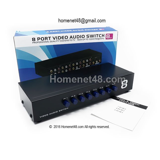 8 Ports Video Audio Switch ต่อ 8 เครื่องเล่น ออก 1 TV - homenet48