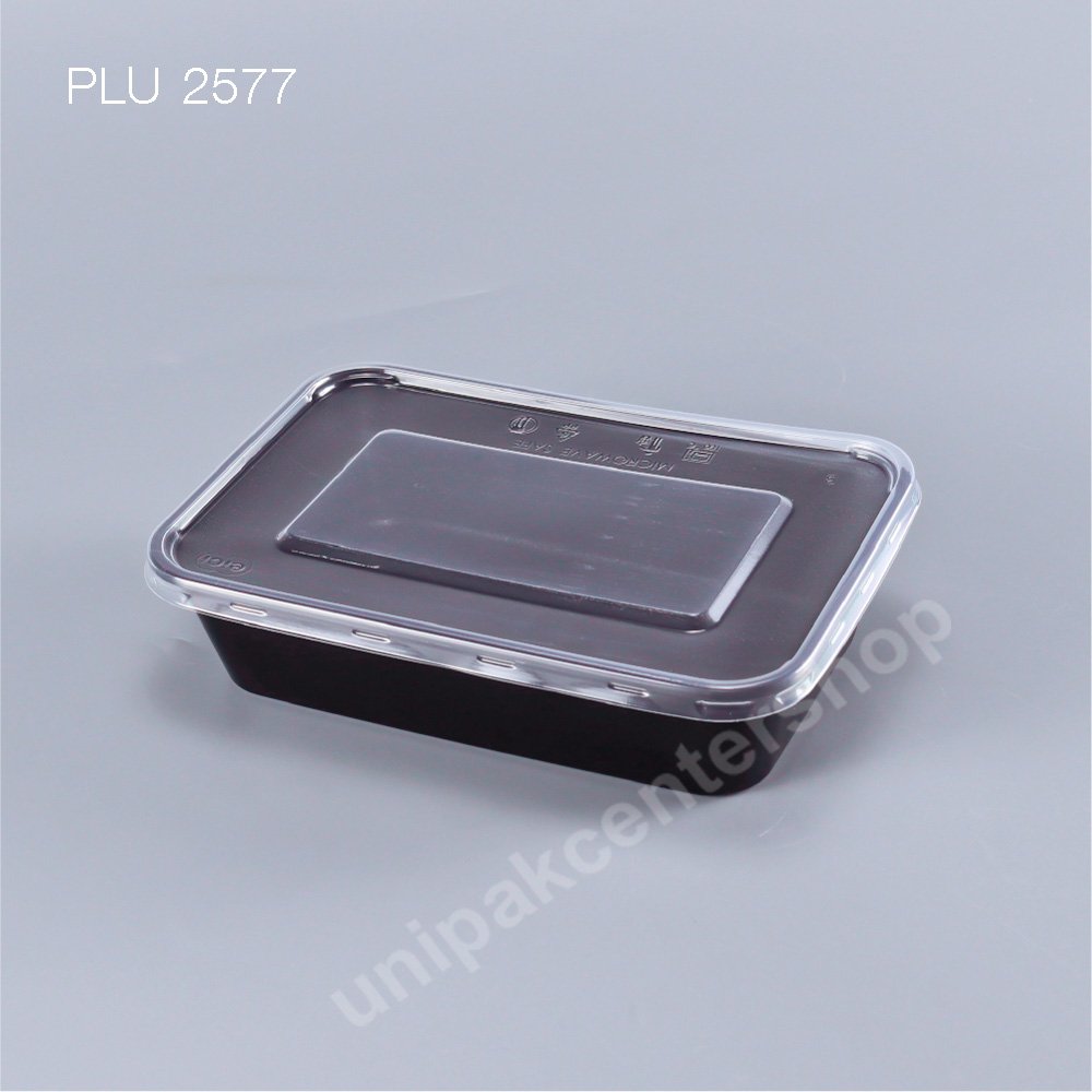 กล่องอาหาร 1 ช่อง PP ดำ_INJ 520 ml + ฝา PP ใส_THF