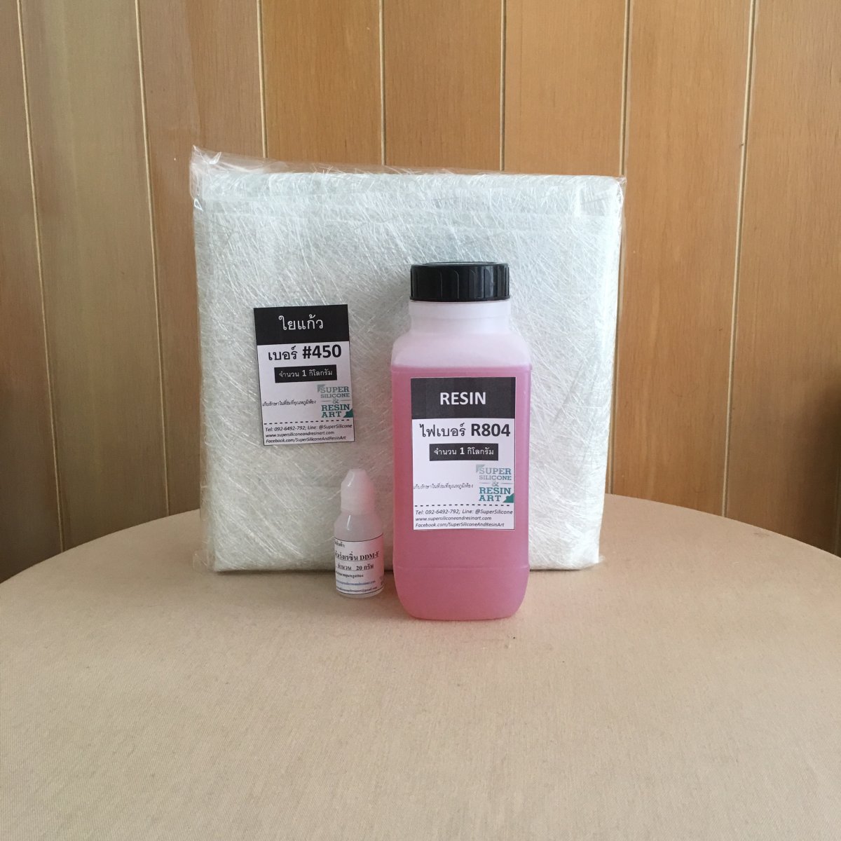 ชุดเรซิ่นไฟเบอร์ R804 + ใยแก้ว 450 ขนาด 1 เมตร & ขนาด 1 kg