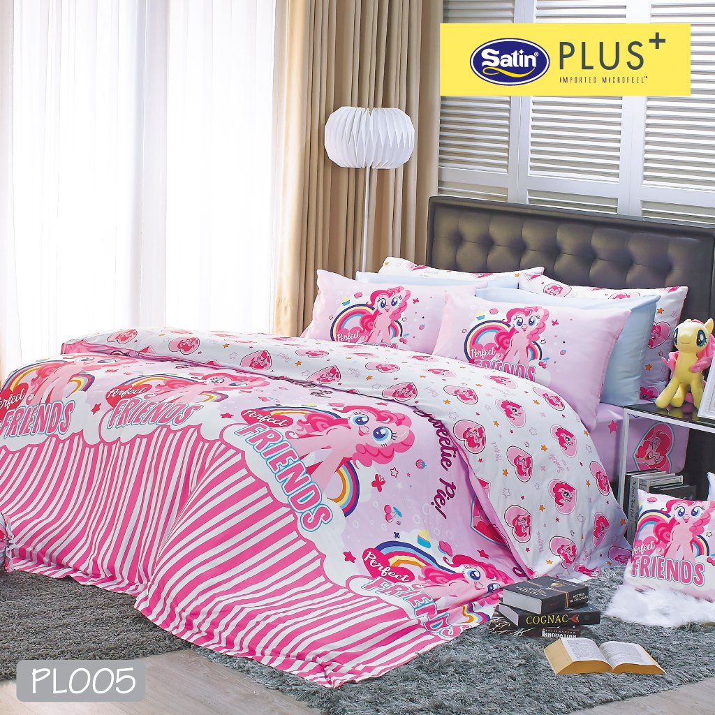 ชุดผ้าปูที่นอน Satin Plus ขนาด 6 ฟุต ลายการ์ตูน Pony PL005 - satinbed