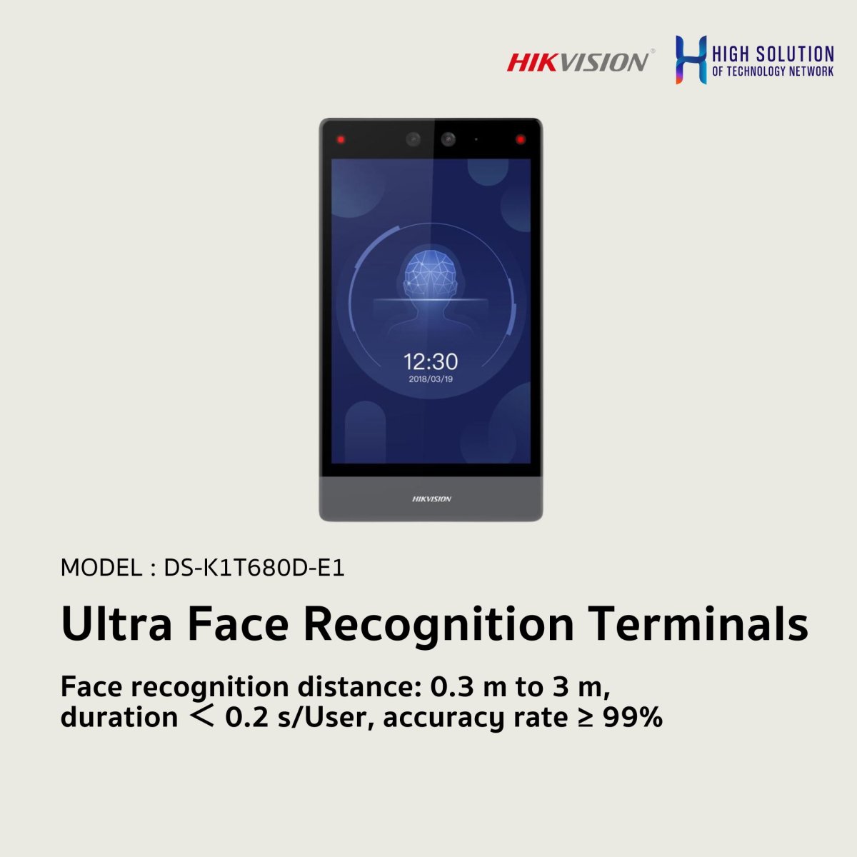 DS-K1T680D-E1 HIKVISION Ultra Face Recognition Terminals - Access ...