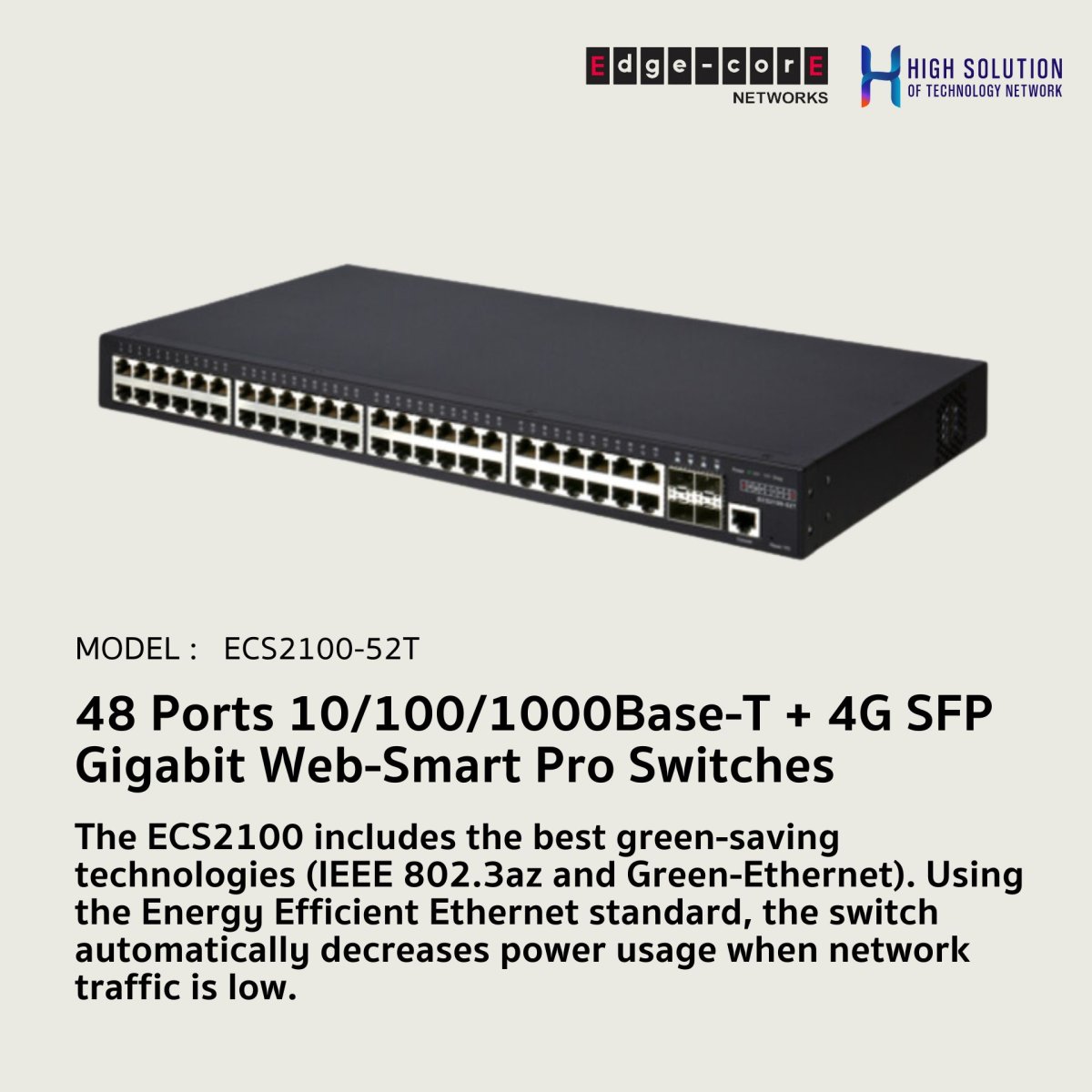 48 Ports 10/100/1000Base-T + 4G SFP Gigabit Web-Smart Pro Switches - hstn