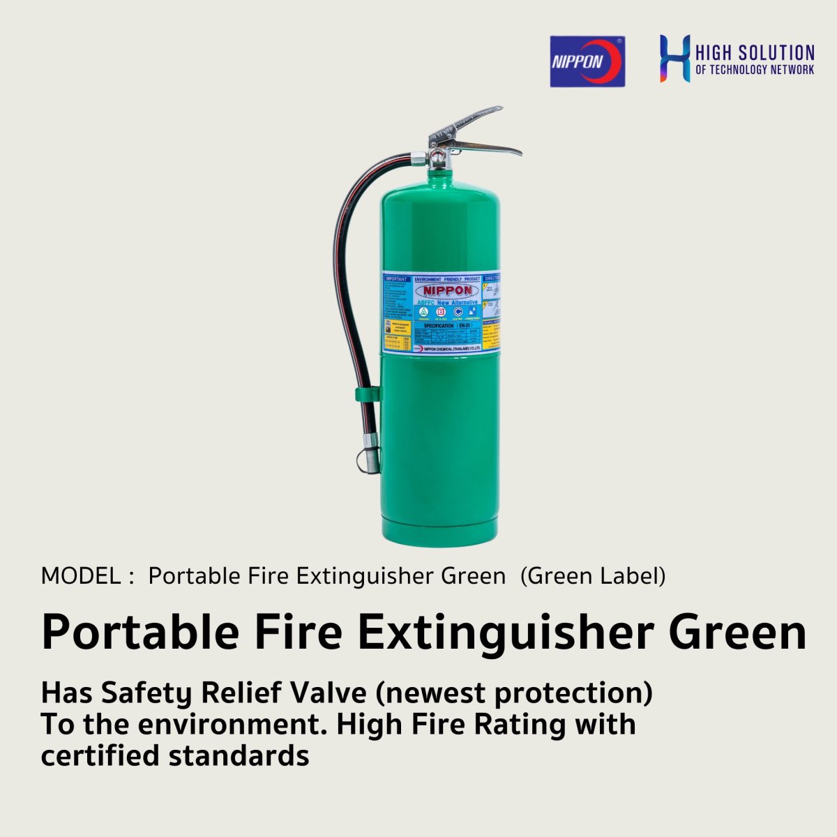 Portable Fire Extinguisher Green NIPPON Low Pressure Water Mist Green Label