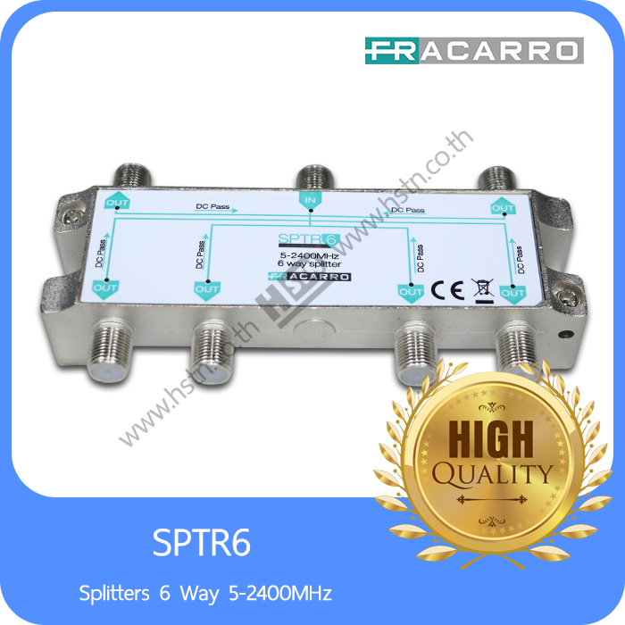 SPTR6 Fracarro Splitters 6 Way for TV and Satellite 5-2400MHz Standard EN 50083-4 & EN 50083-2 ...