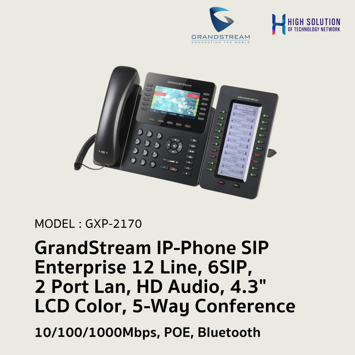 GrandStream IP-Phone SIP Enterprise 12 Line, 6SIP, 2 Port Lan, HD Audio ...