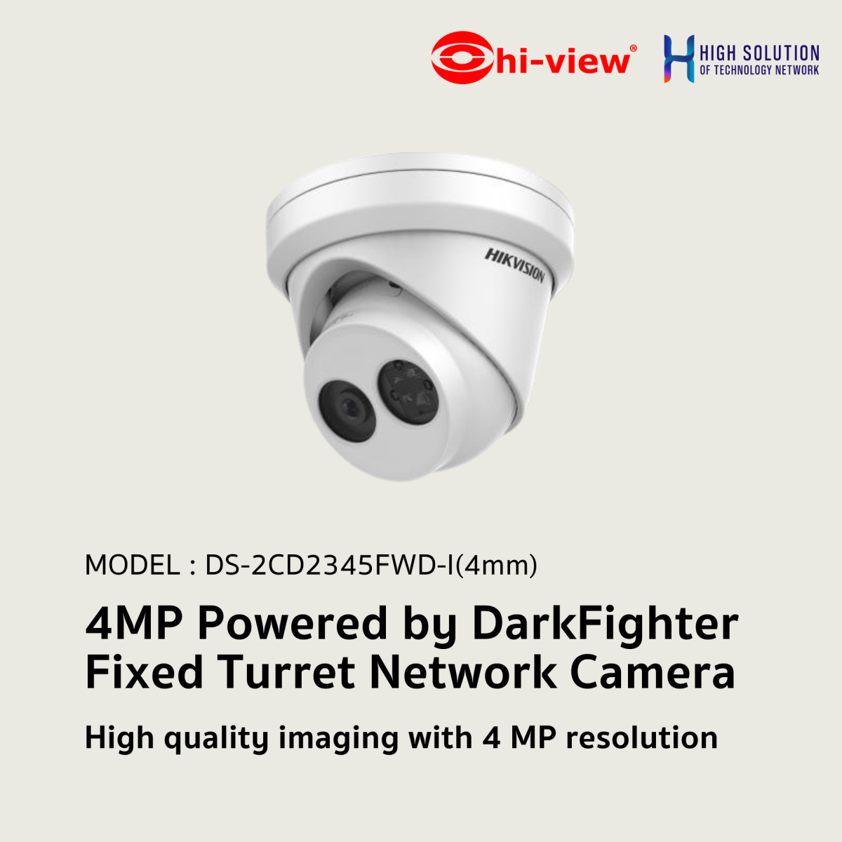 DS-2CD2345FWD-I Hikvision 4MP Powered by DarkFighter Fixed Turret Network Camera IP Camera CCTV ...