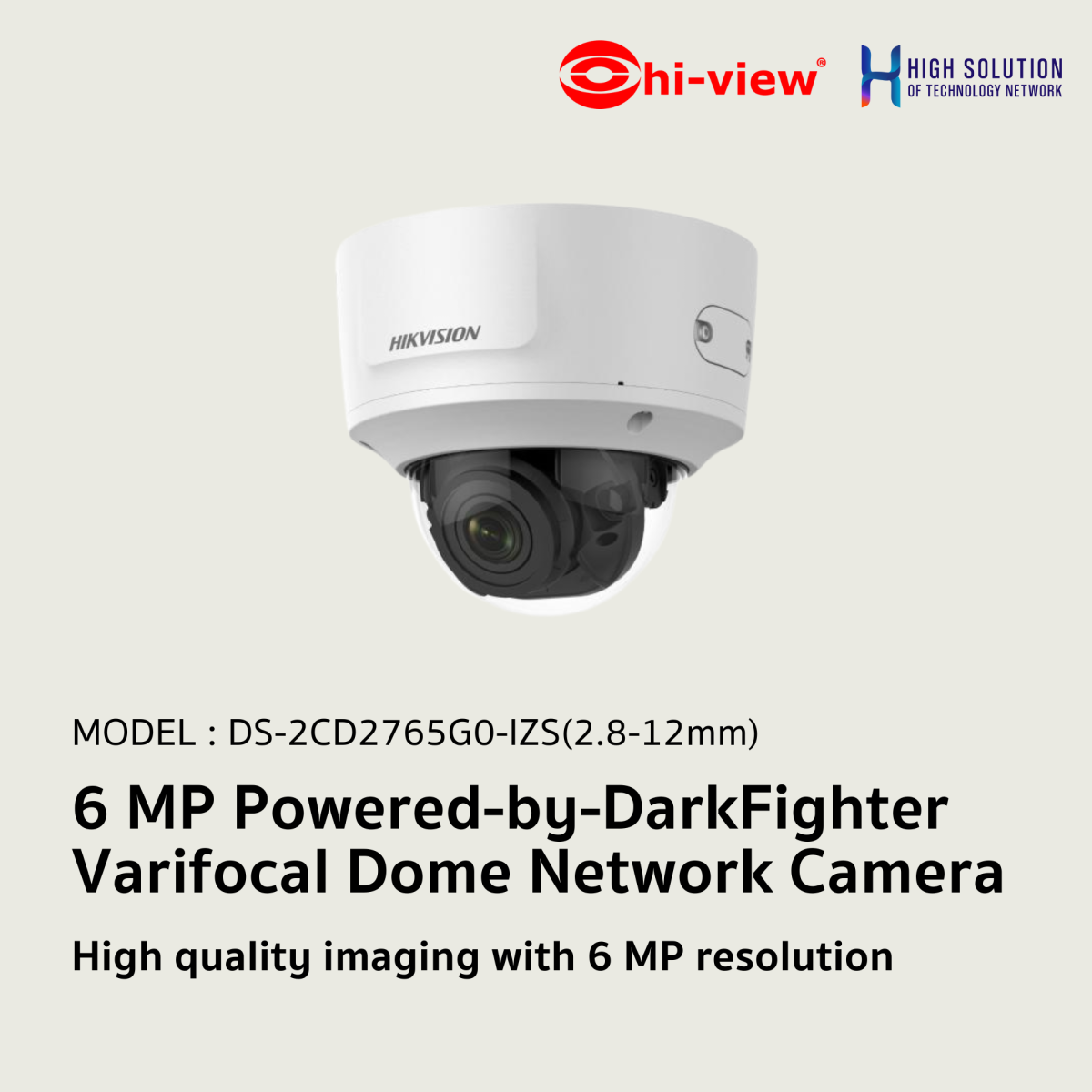 DS-2CD2765G0-IZS Hikvision 6 MP Powered-by-DarkFighter Varifocal Dome Network Camera IP Camera ...