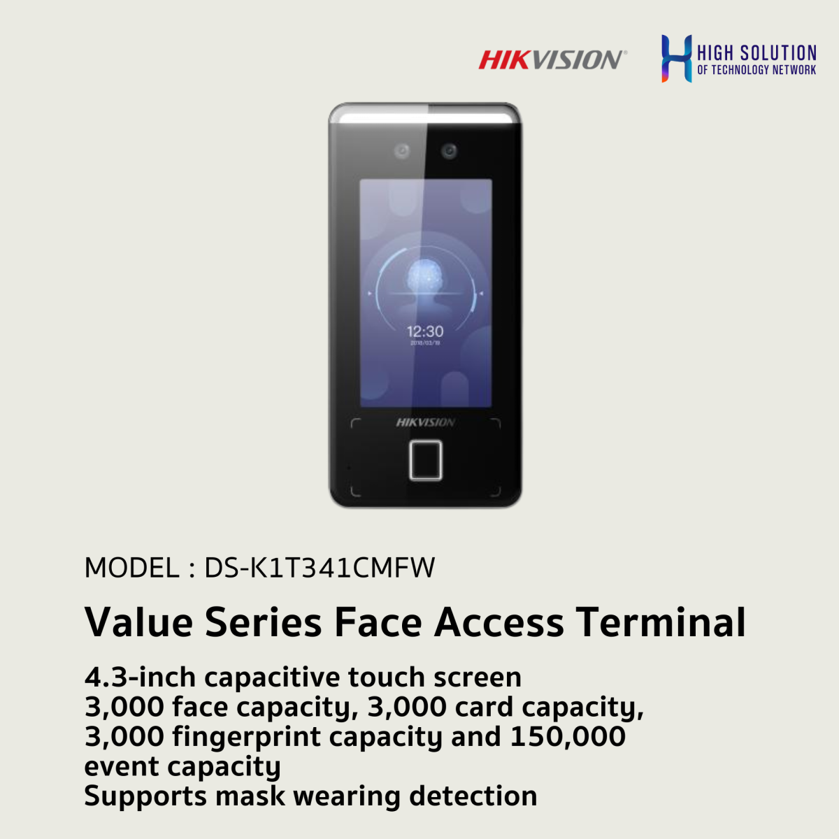 DS-K1T341CMFW HIKVISION Face Access Terminal - Access Control - hstn
