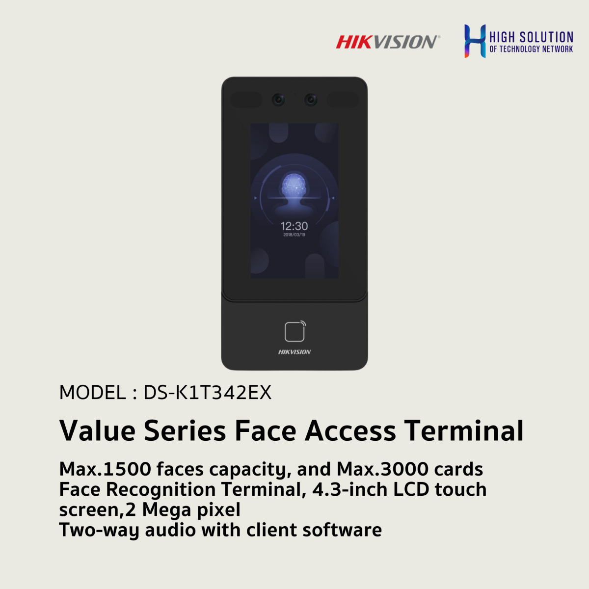DS-K1T342EX HIKVISION Face Access Terminal - Access Control - hstn