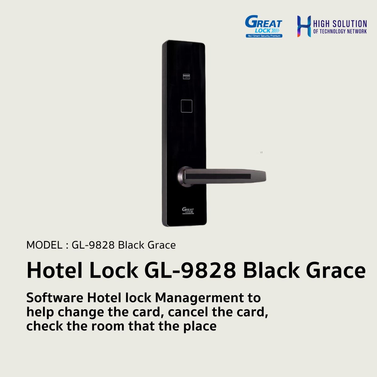 GL-9828 Black Grace GREATLOCK Hotel Lock RFID Hotel Door Lock System - hstn