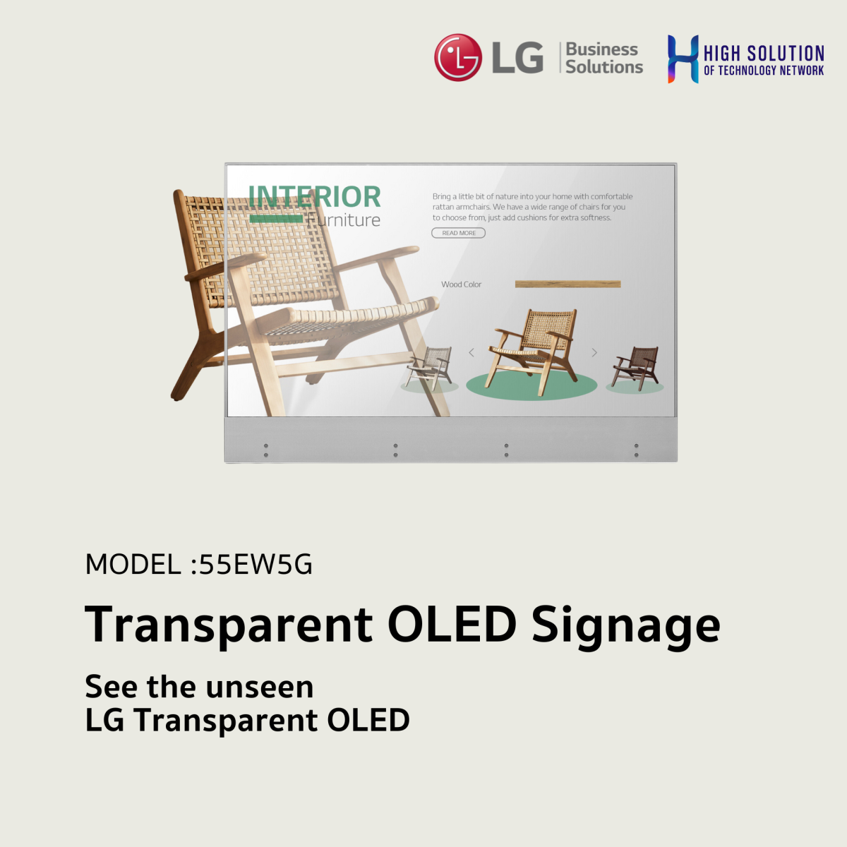 55EW5G LG 55″ Transparent OLED Signage OLED Signage Information Display ...