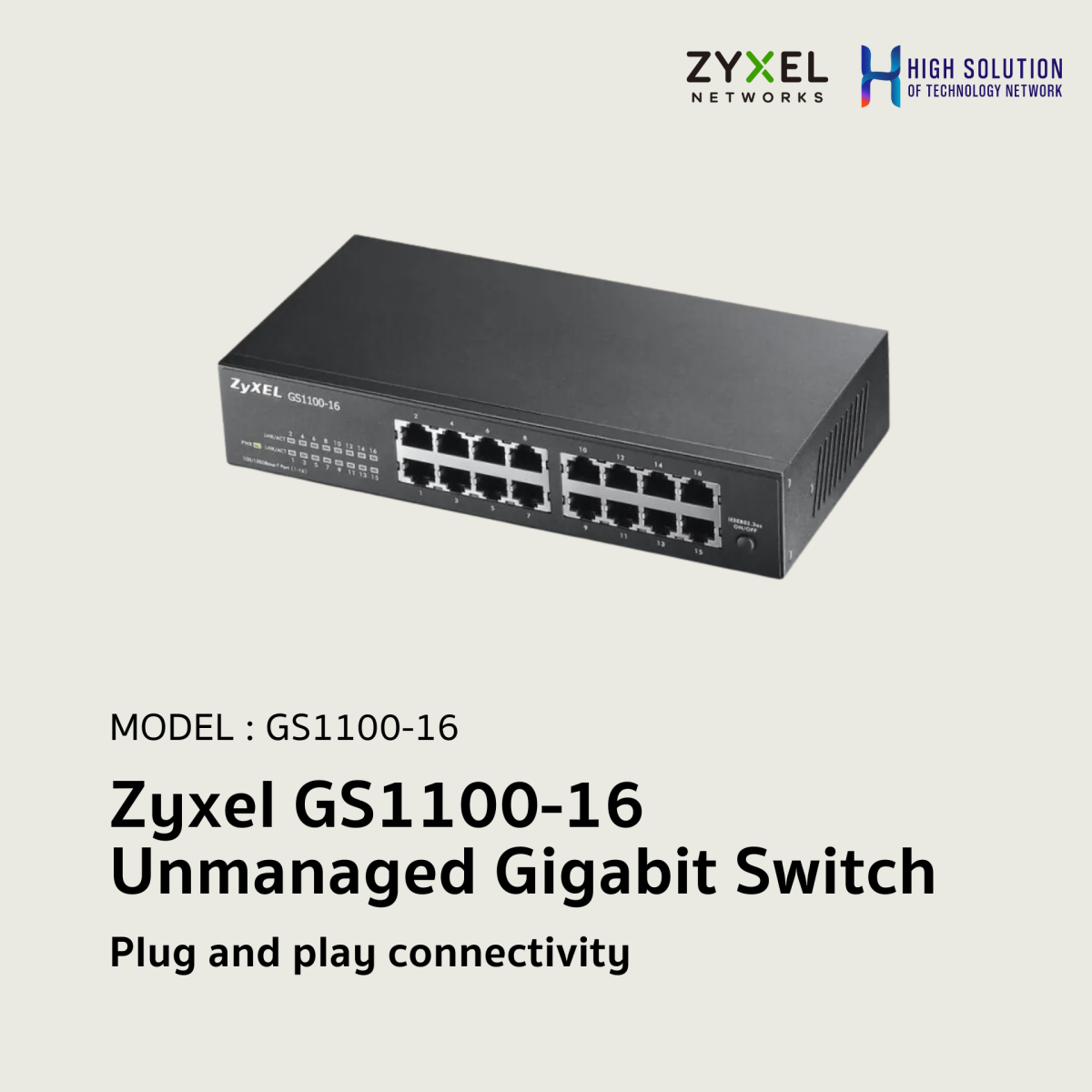 GS1100-16 ZYXEL Gigabit Switching Hub 16 Port For WiFi & Wired Network ...