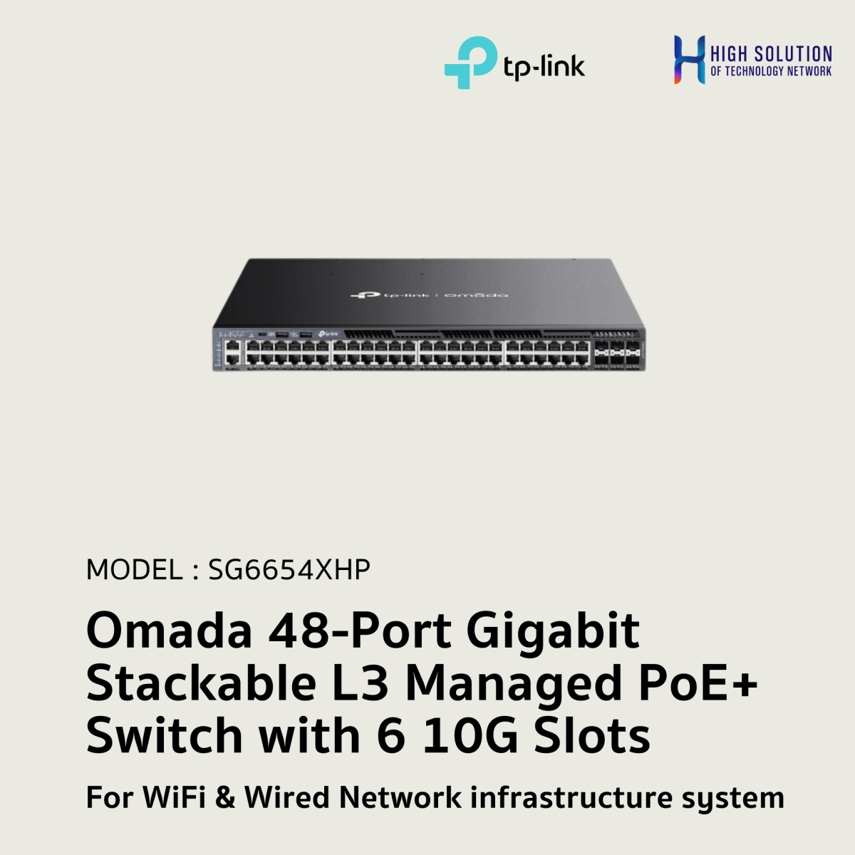 SG6654XHP (TP-Link) Omada 48-Port Gigabit Stackable L3 Managed PoE+ Switch with 6 10G Slots wifi ...