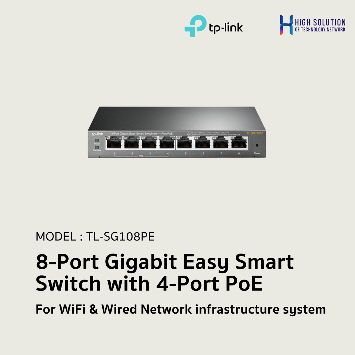 TL-SG108PE (TP-Link) 8-Port Gigabit Easy Smart Switch with 4-Port PoE ...