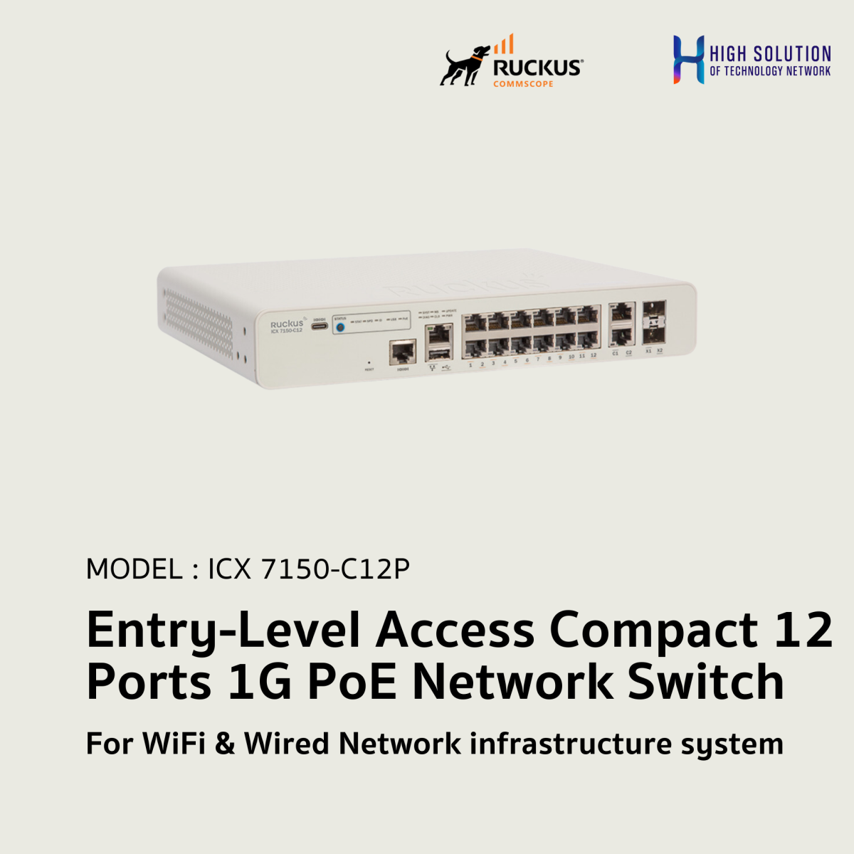 ICX 7150-C12P RUCKUS Entry-Level Access Compact 12 Ports 1G PoE Network ...