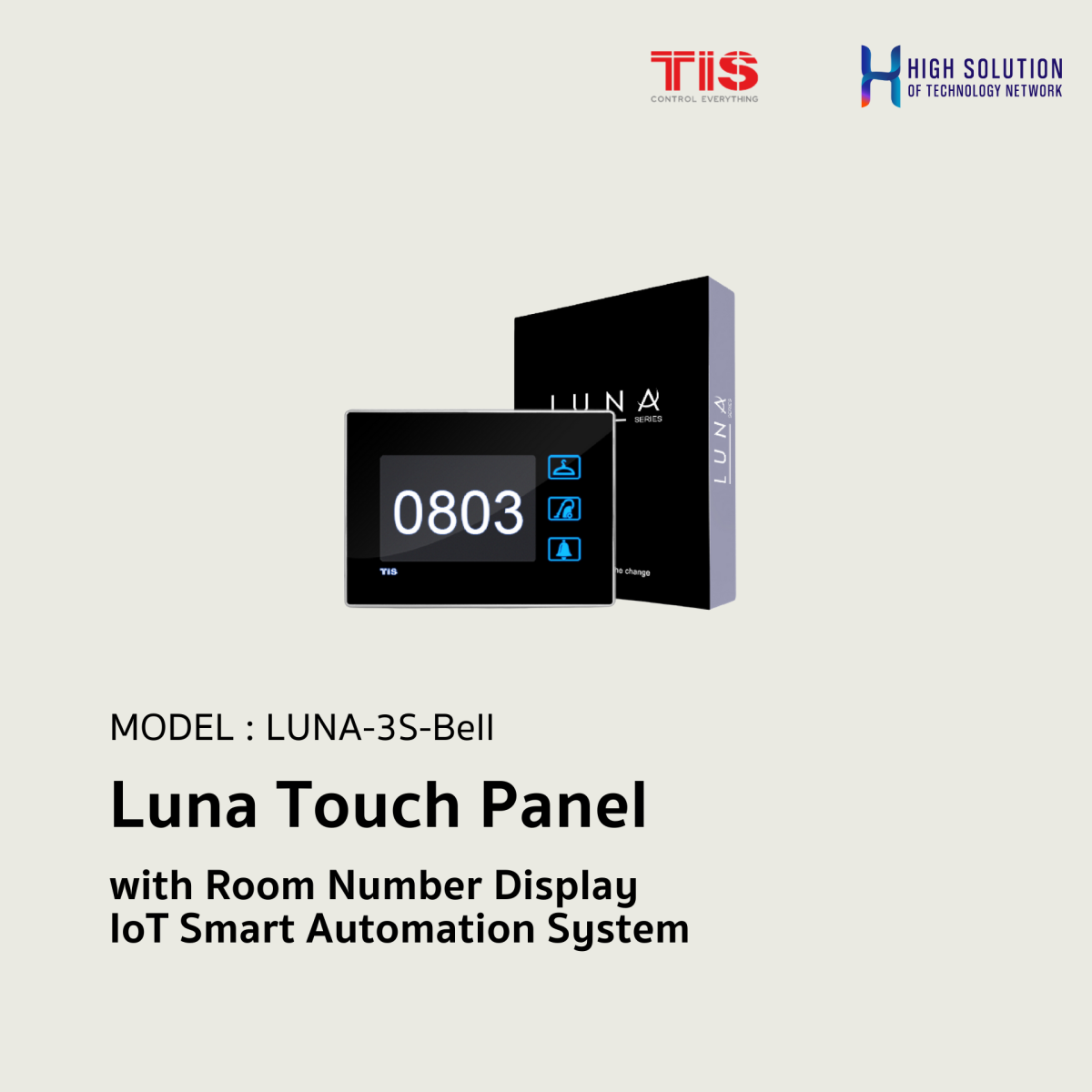 LUNA-3S-Bell, TIS, Luna Touch Panel with Room Number Display - IoT ...
