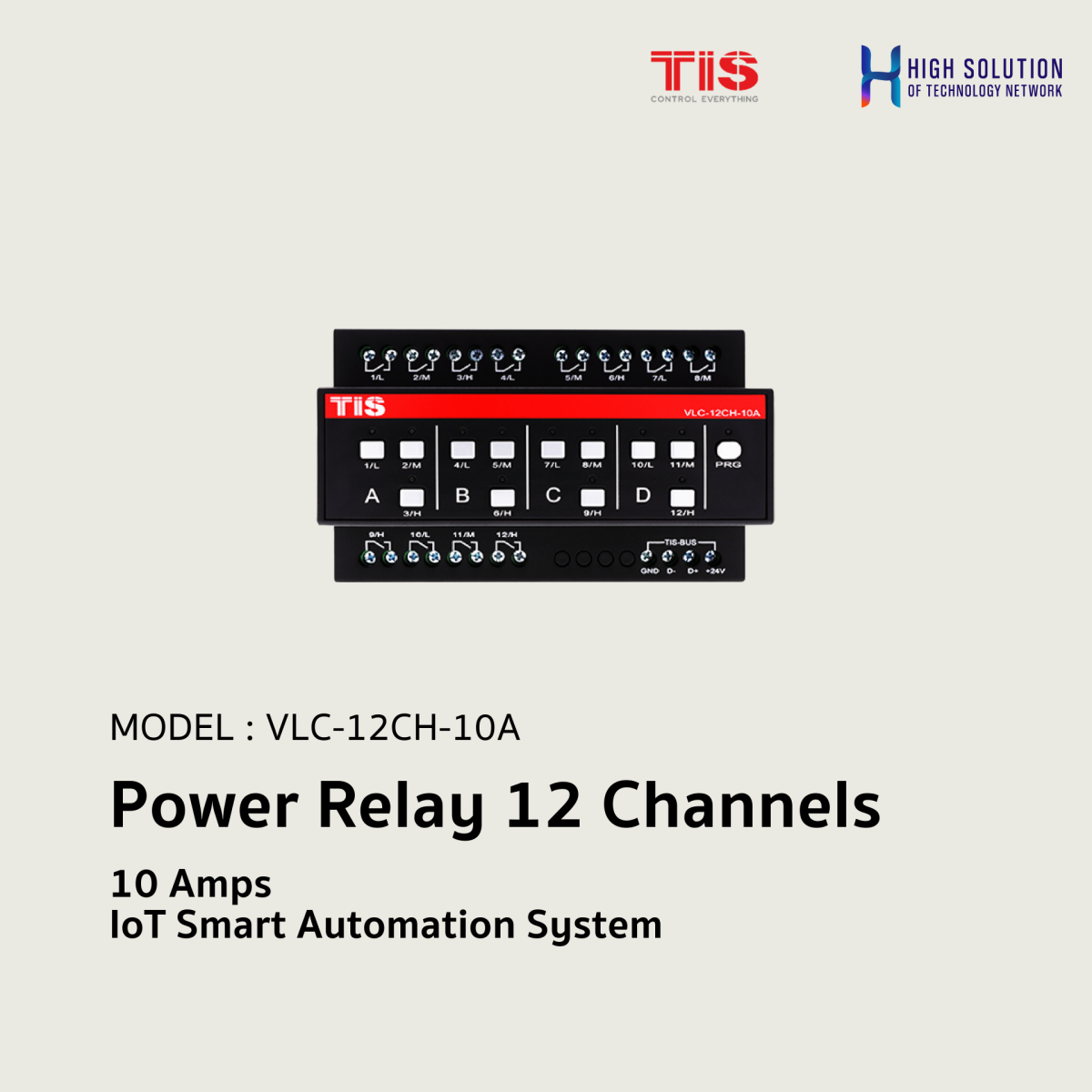 VLC-12CH-10A, TIS, Power Relay 12 Channels 10 Amps - IoT Smart ...