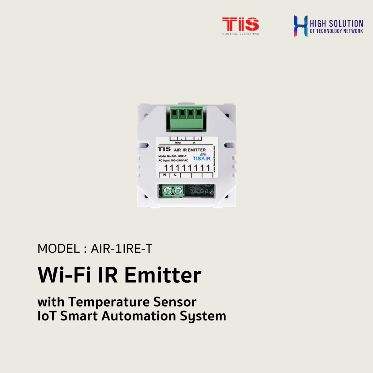 AIR-1IRE-T, TIS, Wi-Fi IR Emitter with Temperature Sensor - IoT Smart ...