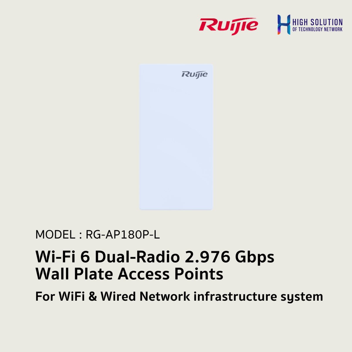 RG-AP180P-L, Ruijie Wi-Fi 6 Dual-Radio 2.976 Gbps Wall Plate AP - hstn