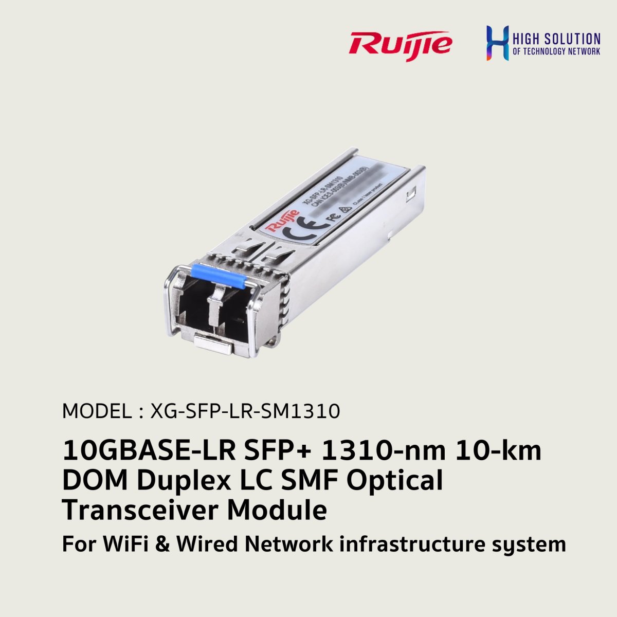XG-SFP-LR-SM1310, Ruijie, 10GBASE-LR SFP+ 1310-nm 10-km DOM Duplex LC ...