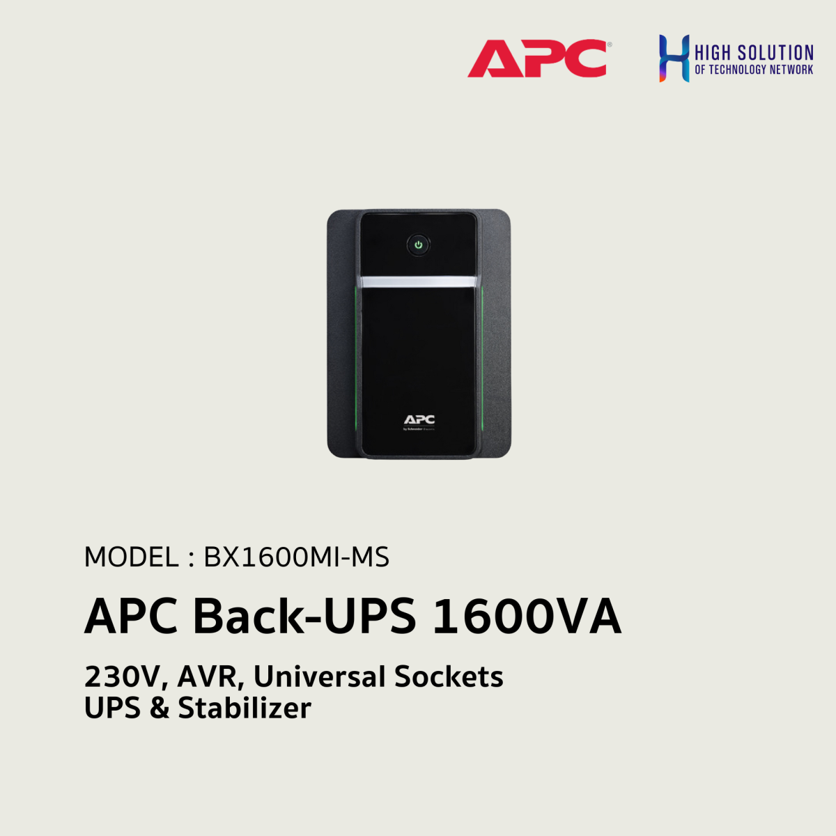 BX1600MI-MS, APC, APC Back-UPS 1600VA, 230V, AVR, Universal Sockets ...