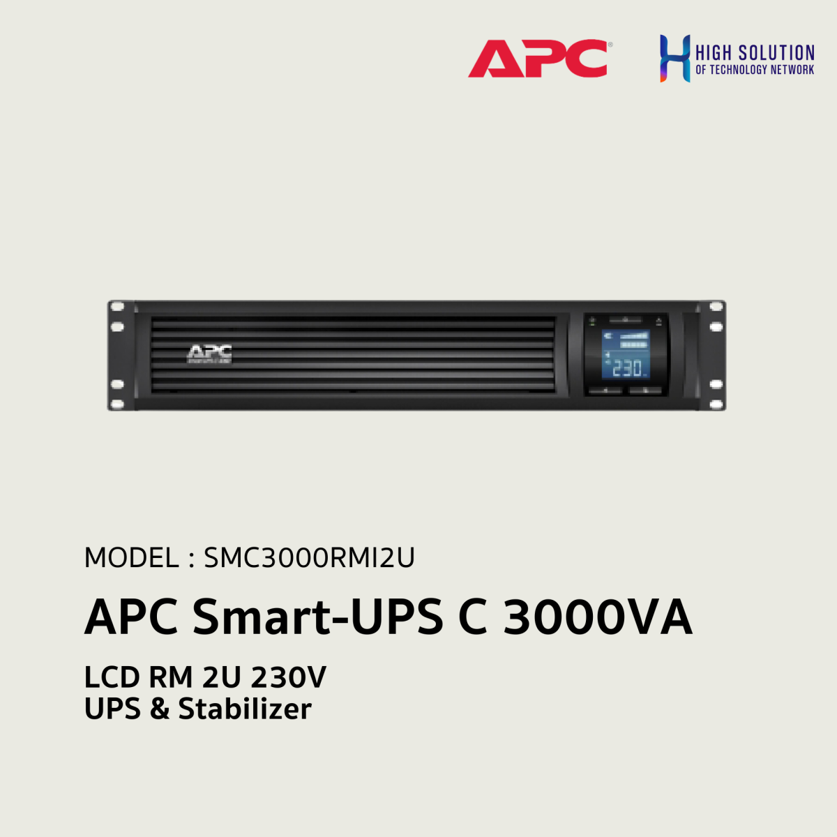 SMC3000RMI2U, APC, APC Smart-UPS C 3000VA LCD RM 2U 230V - UPS ...