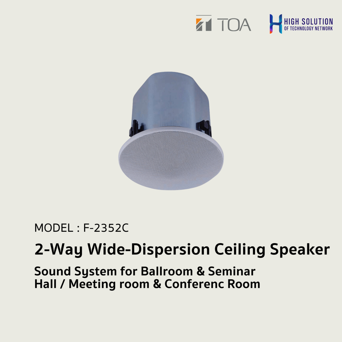 F-2352C (TOA) 2-Way Wide-Dispersion Ceiling Speaker / Sound System for Ballroom & Seminar Hall ...