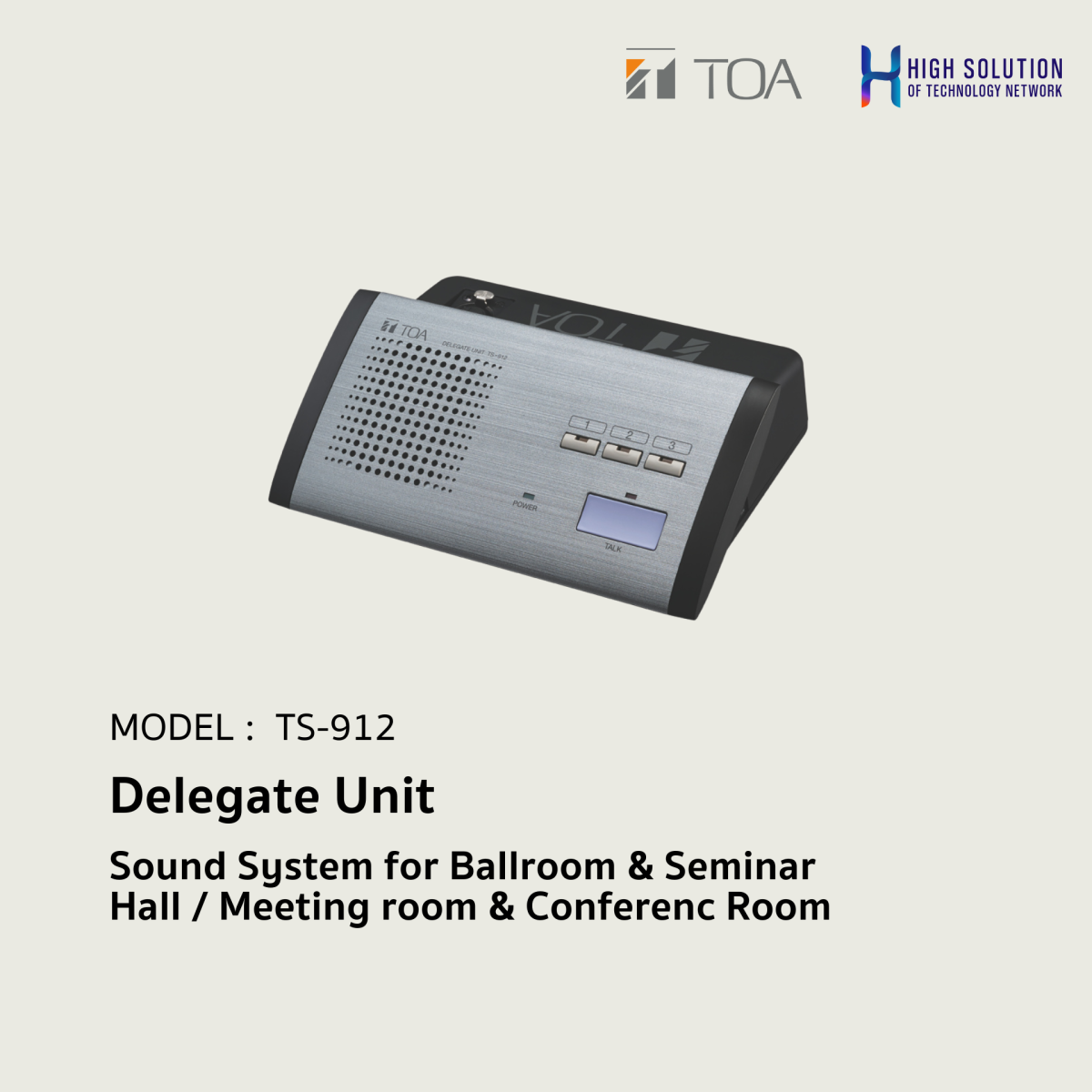 TS-912 (TOA) Delegate Unit / Sound System for Ballroom & Seminar Hall / Meeting room ...