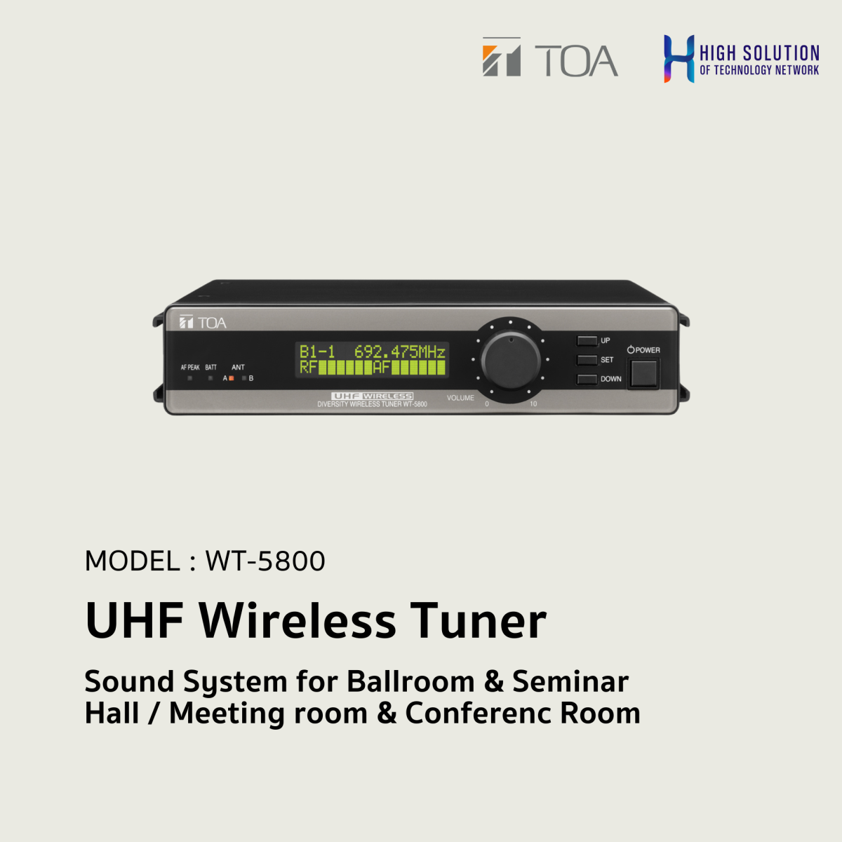 WT-5800 (TOA) UHF Wireless Tuner / Sound System for Ballroom & Seminar Hall / Meeting room ...