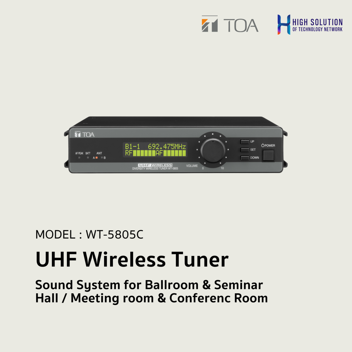 WT-5805C (TOA) UHF Wireless Tuner / Sound System for Ballroom & Seminar Hall / Meeting room ...