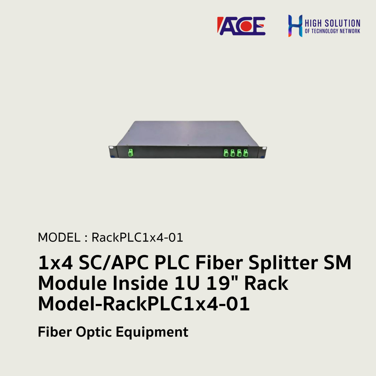 1x4 SC/APC PLC Fiber Splitter SM Module Inside 1U 19" Rack Model ...