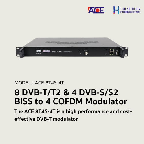 8T4S-4T (ACE) 8 DVB-T/T2 & 4 DVB-S/S2 BISS to 4 COFDM Modulator - hstn