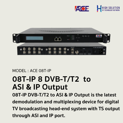 08T-IP (ACE) 8 DVB-T/T2 to ASI & IP Output