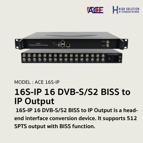 16S-IP (ACE) 16 DVB-S/S2 BISS to IP Output