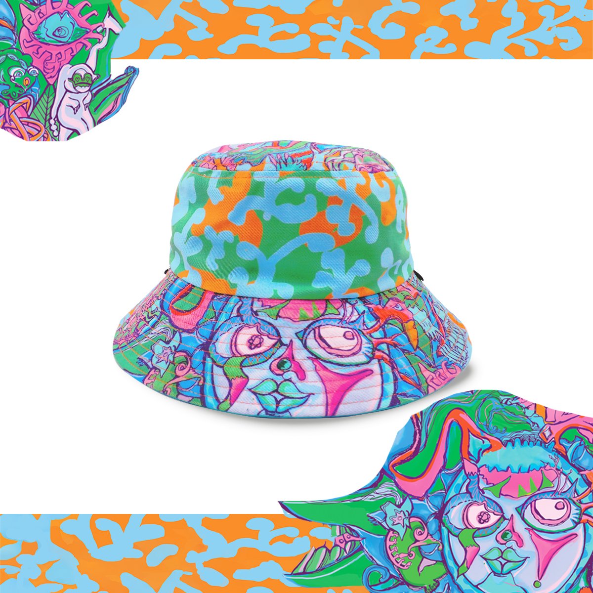 MAMAD HAT17 Bucket Hat, concept "The Backlight" "Light in the Dark" Hat, new pattern fabric ...