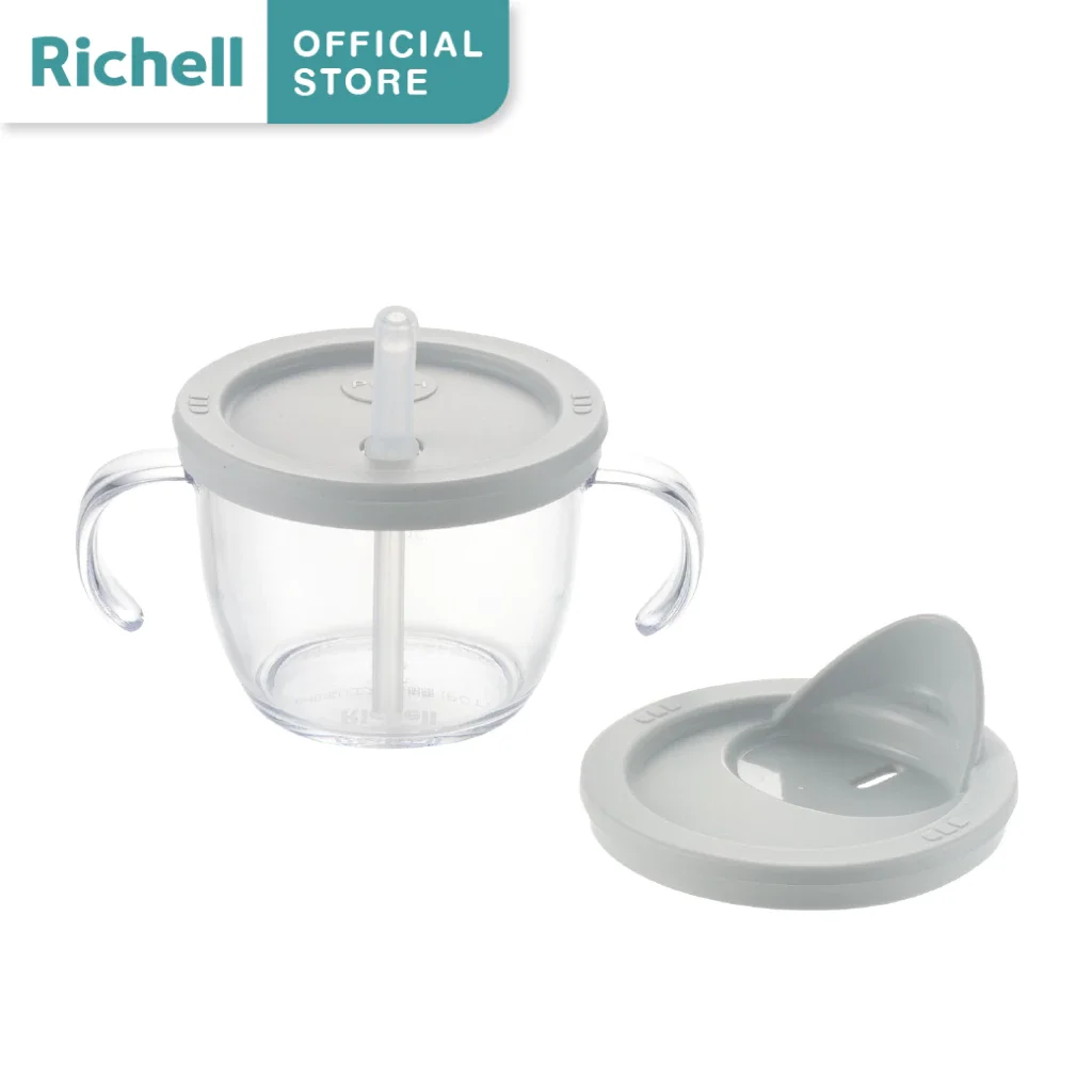 RICHELL ถ้วยฝึกดูด AQ Staw training mug พร้อมฝายกดื่ม รุ่น AXSTAR ขนาด 150ml. (6m+) - pungklom